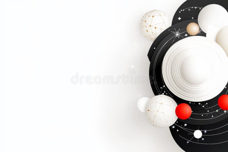 Abstract Geometric Space-themed Composition with Spheres and Circular ...