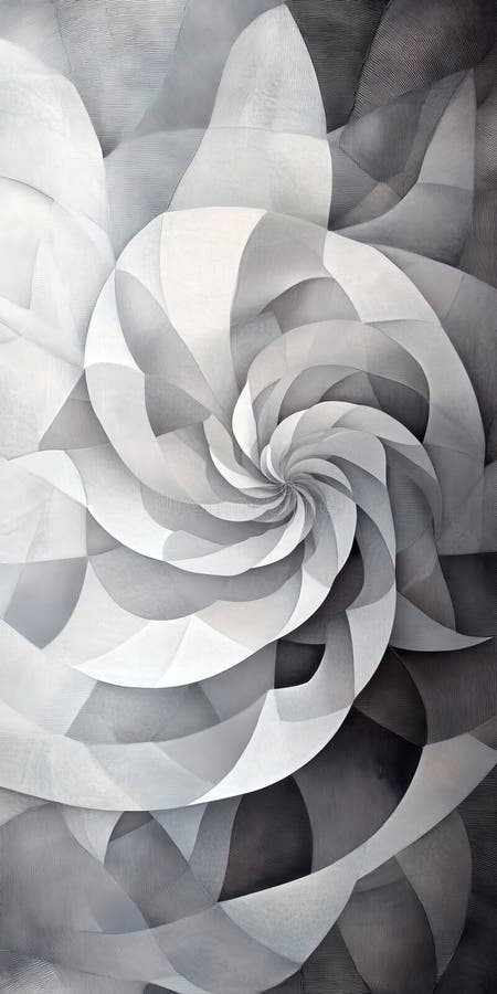 Abstract Geometric Spiral Pattern in Monochrome Tones with Overlapping ...