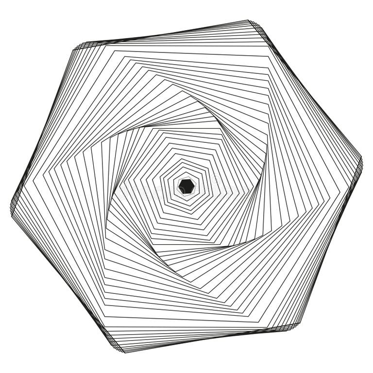 Abstract Geometric Spiral. Rotating Hexagonal Lines. Optical Illusion ...