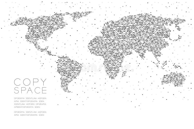 Abstract Geometric Square Box Pixel Pattern World Map Shape Concept ...