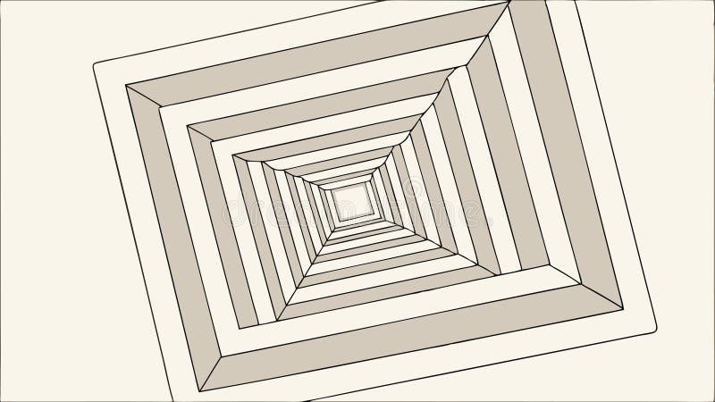 Abstract Geometric Square Tunnel Pattern with Perspective Depth Vector ...