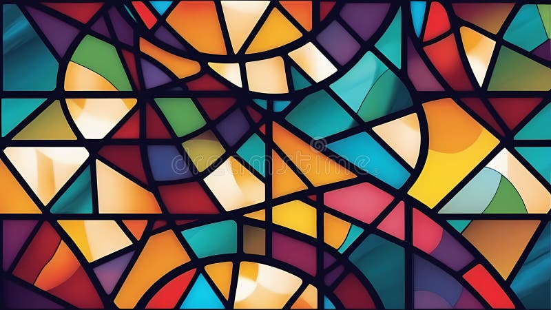 Abstract Geometric Stained Glass Stock Illustration - Illustration of ...