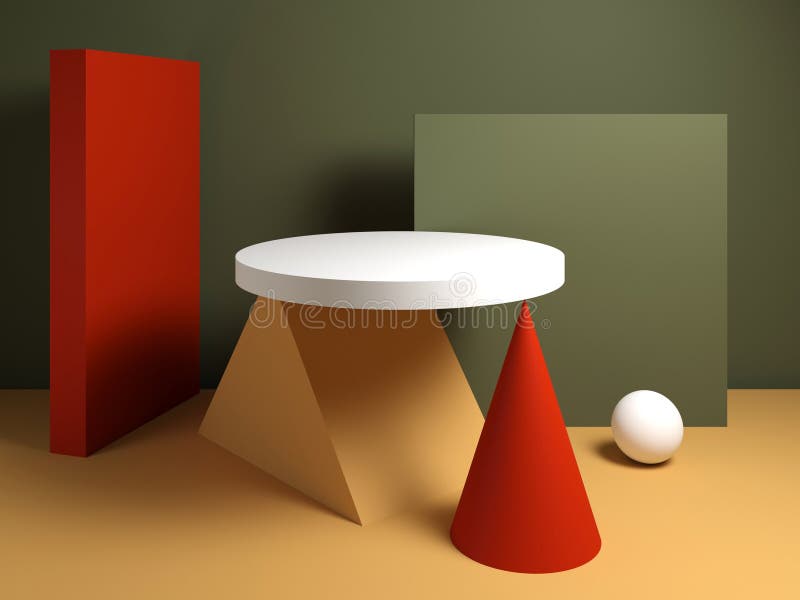 Abstract Geometric Still Life Installation with Geometric Shapes Stock ...