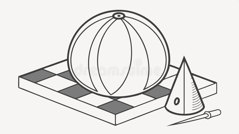 Abstract Geometric Still Life with Sphere and Cone Vector Design ...