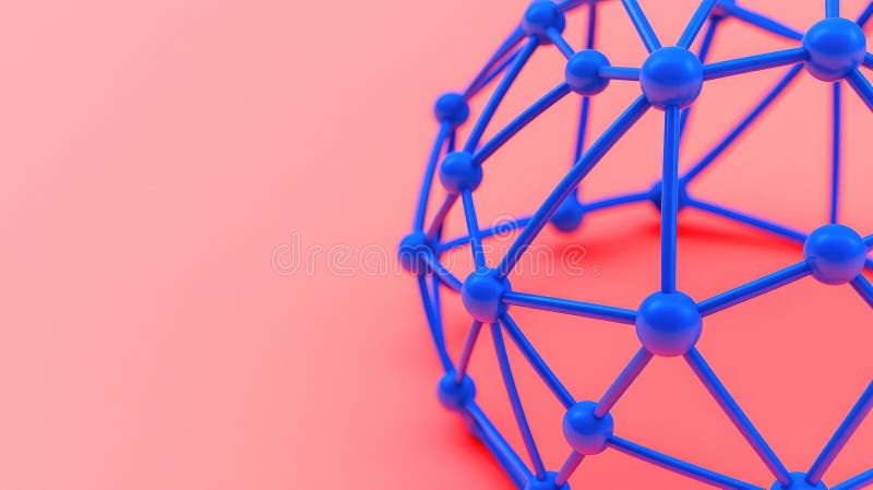 Abstract Geometric Structure in Blue Over a Pink Background ...