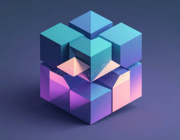 Abstract Geometric Structure Composed of Cubes and Triangular Prisms. Stock Illustration ...