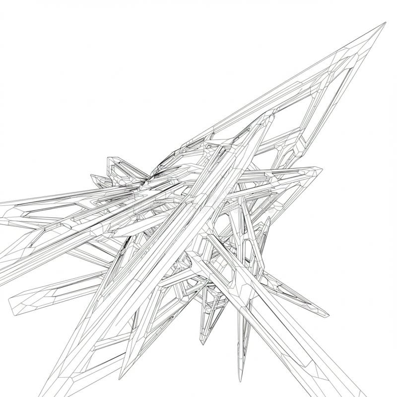 An Abstract Geometric Structure Composed Of Sharp Angular Lines And 2923