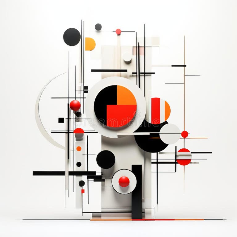 Abstract Geometric Structure in Constructivist Style on White Background Stock Illustration ...