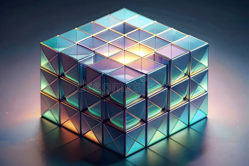 Abstract Geometric Structure Cube Reflection Light Gradient Stock ...