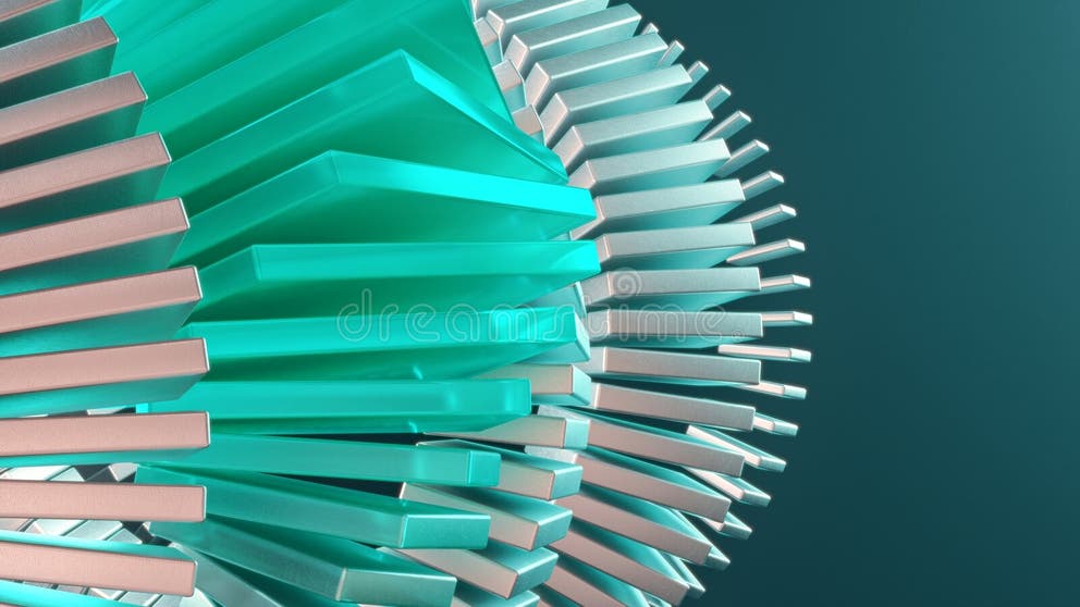 An Abstract Geometric Structure Featuring Teal and Silver Elements in a ...