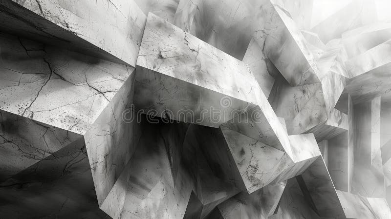 Abstract Geometric Structure in Grayscale Stock Image - Image of depth ...
