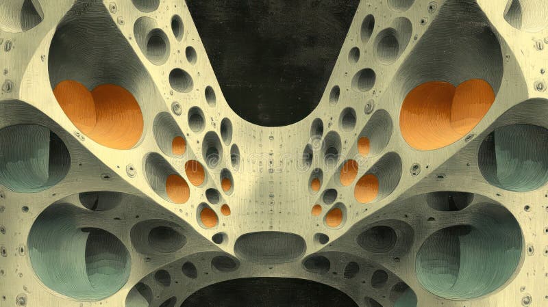 Abstract Geometric Structure with Hollow Forms and Contrasting Colors ...