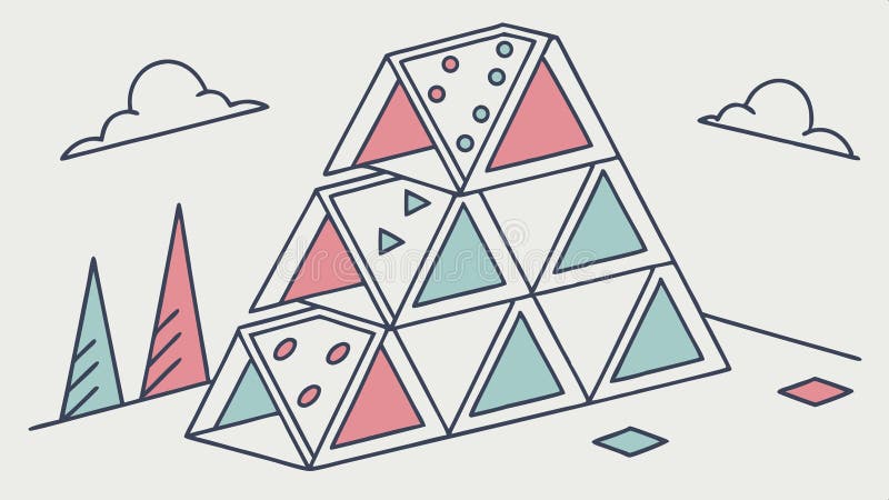 Abstract Geometric Structure Resembling a House of Cards Vector Design ...