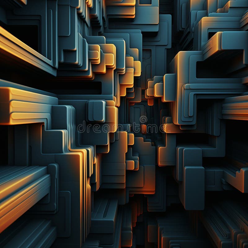 Abstract Geometric Structure with Retro Futuristic Style and Warm ...