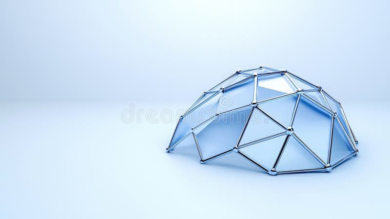 Abstract Geometric Structure with Triangular Framework on a Light Blue ...