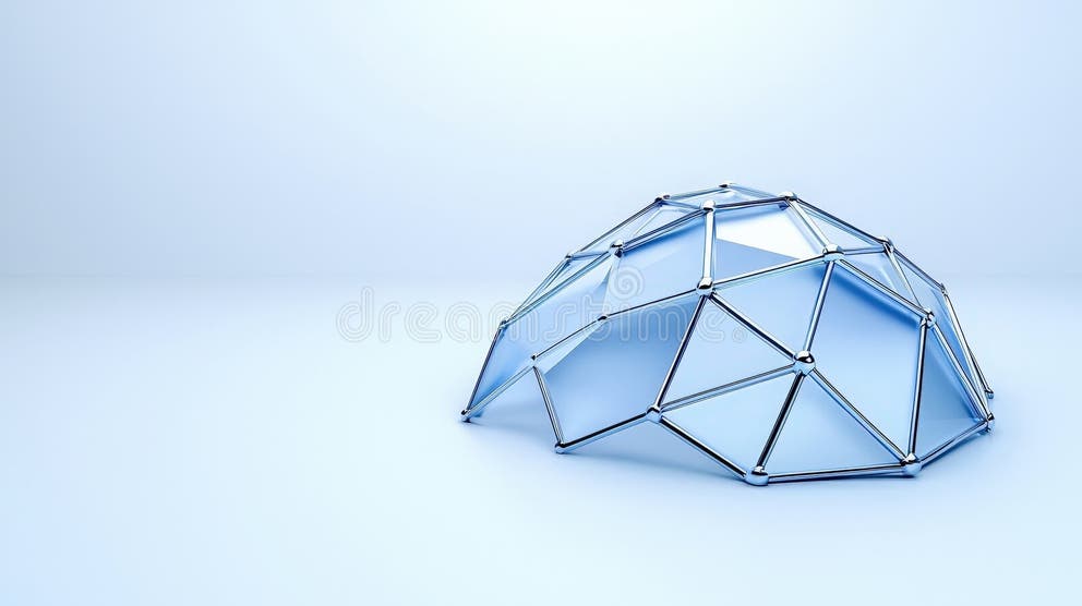 Abstract Geometric Structure with Triangular Framework on a Light Blue ...