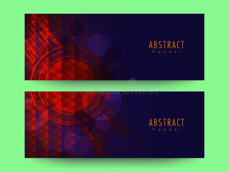 Abstract Geometric Style Header or Banner Design Set in Blue and Red ...