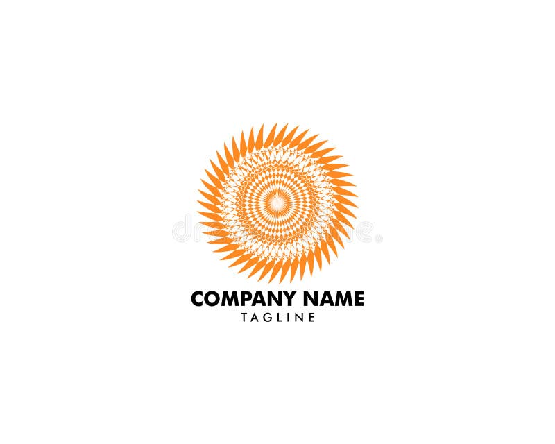 Abstract Geometric Sun Logo, Orange Flower Icon Stock Vector ...