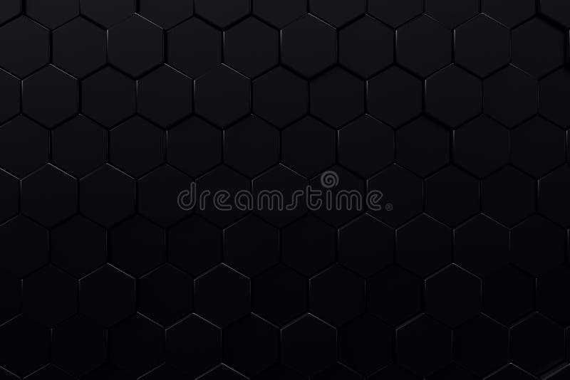 Abstract Geometric Surface. Hexagonal Black Background. 3D Rendering ...