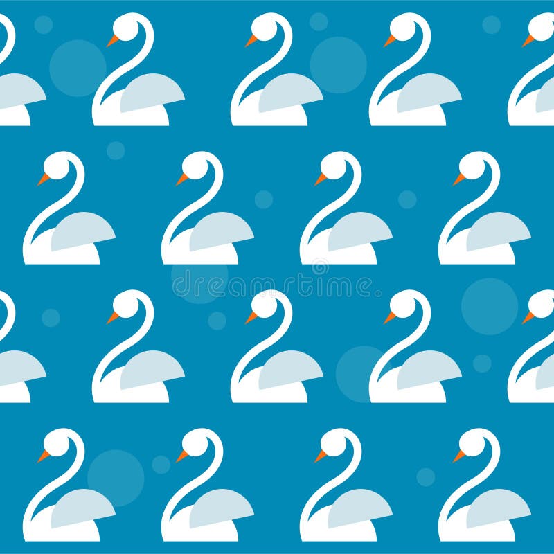 Abstract Geometric Swan on Bright Blue Cover Seamless Pattern ...