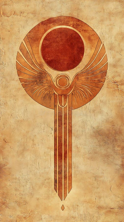 Abstract Geometric Symbol with Wings on Grunge Background Stock ...