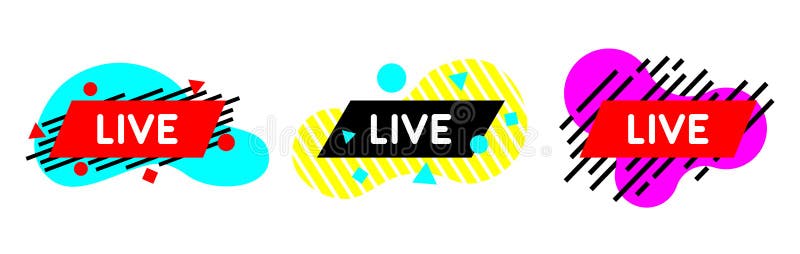 Abstract Geometric Tag with Text. Live Stream Concept. Vector ...