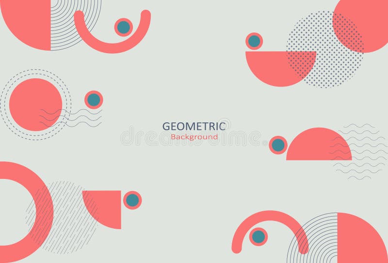 Abstract Geometric Template with Red Circle Shapes, Lines and Dots ...