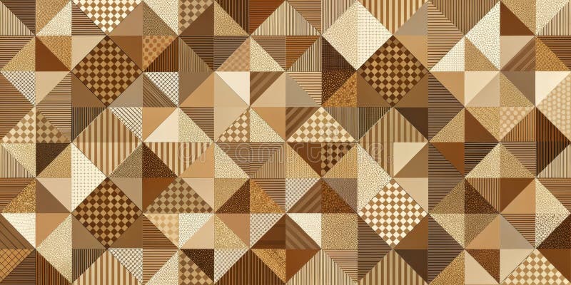 Abstract Geometric Textile Design in Earthy Tones Featuring a Diverse Array of Patterns ...