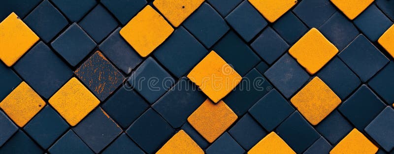 Abstract Geometric Tile Pattern Dark Blue and Orange Diamond Shapes ...