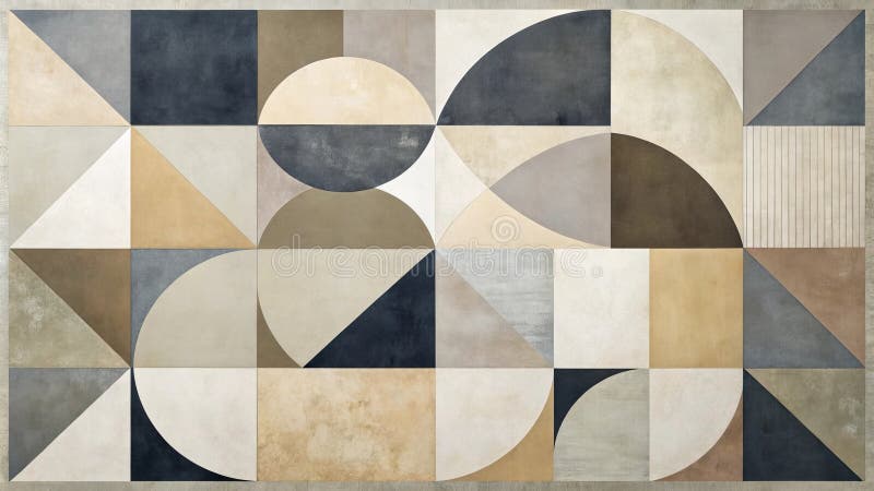 Abstract Geometric Tile Pattern Design Featuring Neutral Tones and ...