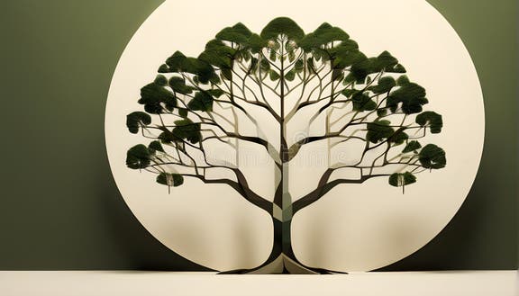 Abstract Geometric Tree with a Circular Canopy and a Rectangular Trunk ...