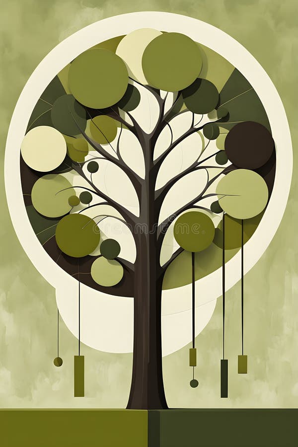Abstract Geometric Tree with a Circular Canopy and a Rectangular Trunk ...