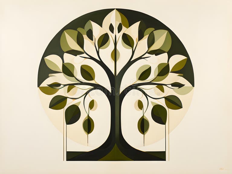 Abstract Geometric Tree with a Circular Canopy and a Rectangular Trunk ...