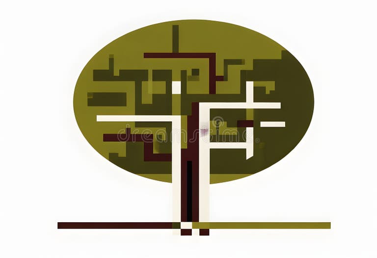 Abstract Geometric Tree with a Circular Canopy and a Rectangular Trunk ...