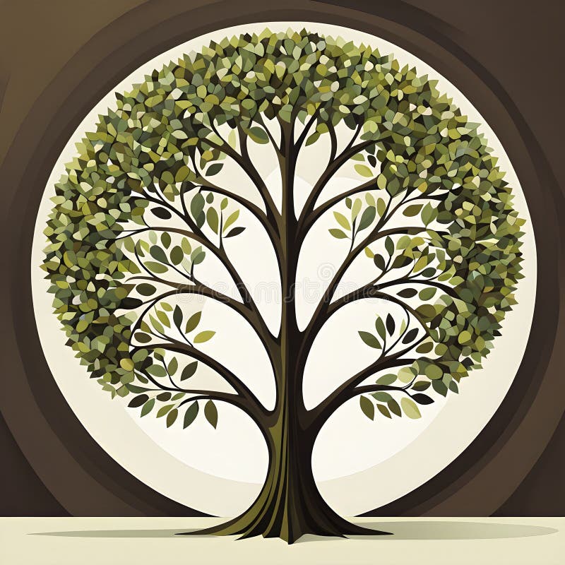 Abstract Geometric Tree with a Circular Canopy and a Rectangular Trunk ...