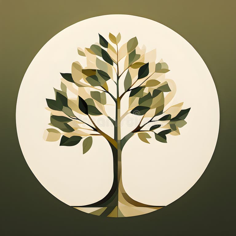 Abstract Geometric Tree with a Circular Canopy and a Rectangular Trunk ...