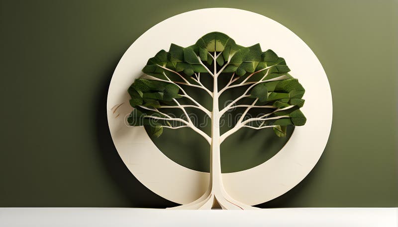 Abstract Geometric Tree with a Circular Canopy and a Rectangular Trunk ...