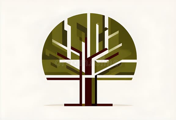 Abstract Geometric Tree with a Circular Canopy and a Rectangular Trunk ...
