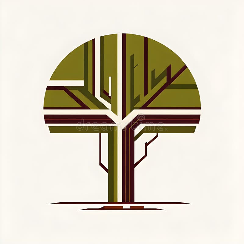 Abstract Geometric Tree with a Circular Canopy and a Rectangular Trunk ...