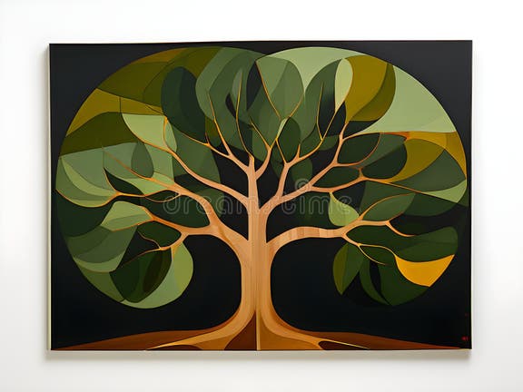 Abstract Geometric Tree with a Circular Canopy and a Rectangular Trunk ...