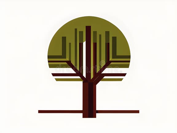 Abstract Geometric Tree with a Circular Canopy and a Rectangular Trunk ...