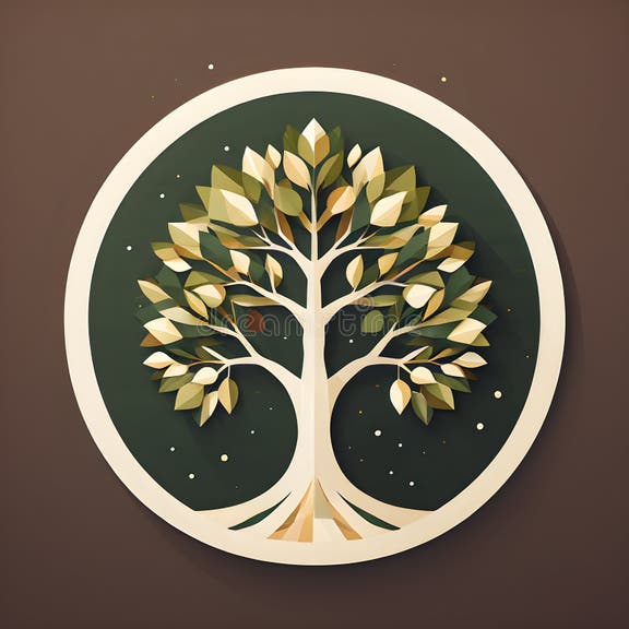 Abstract Geometric Tree with a Circular Canopy and a Rectangular Trunk ...