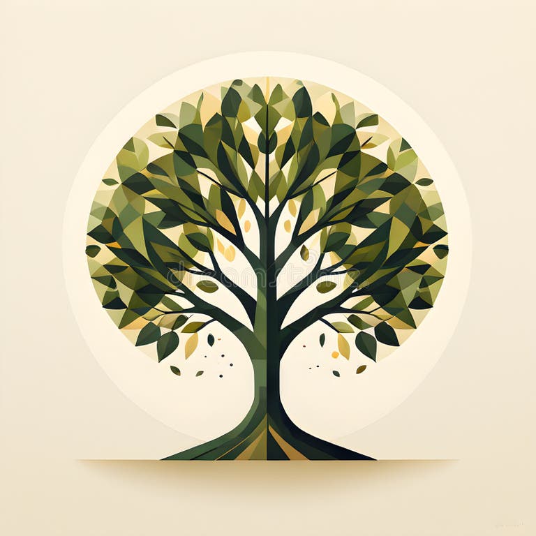 Abstract Geometric Tree with a Circular Canopy and a Rectangular Trunk ...