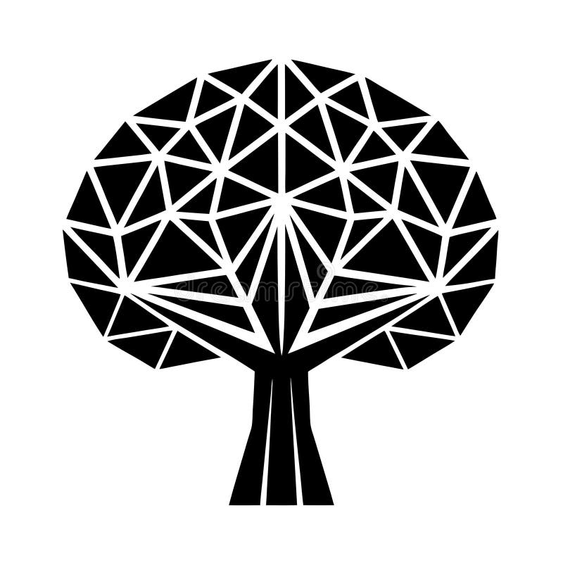 Abstract Geometric Tree Illustration in Black and White for Design ...