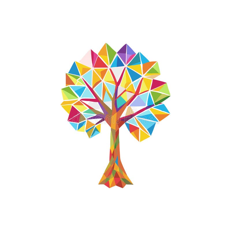 Abstract Geometric Tree Illustration - Black and White Graphic Design ...