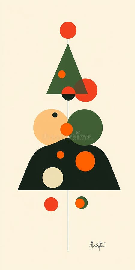 Abstract Geometric Tree Illustration with Bold Circles and Triangles ...