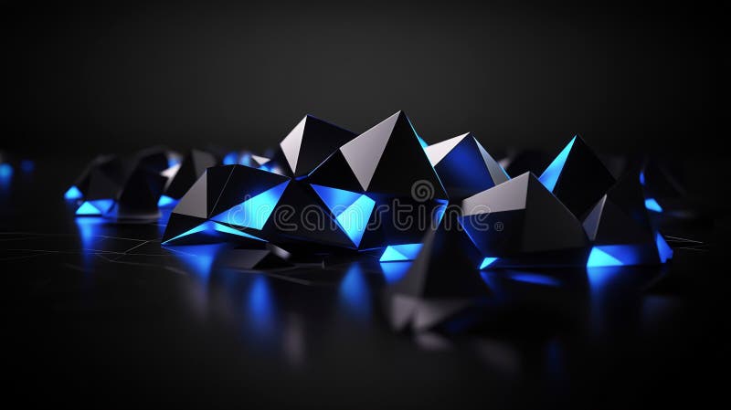 Abstract Geometric Triangle Blue and Black Background Stock ...