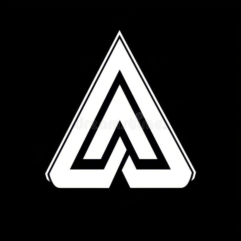 Abstract Geometric Triangle Bold White Shape on Black Background Stock ...