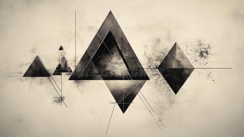 Abstract Geometric Triangle Design in Black and White Stock ...