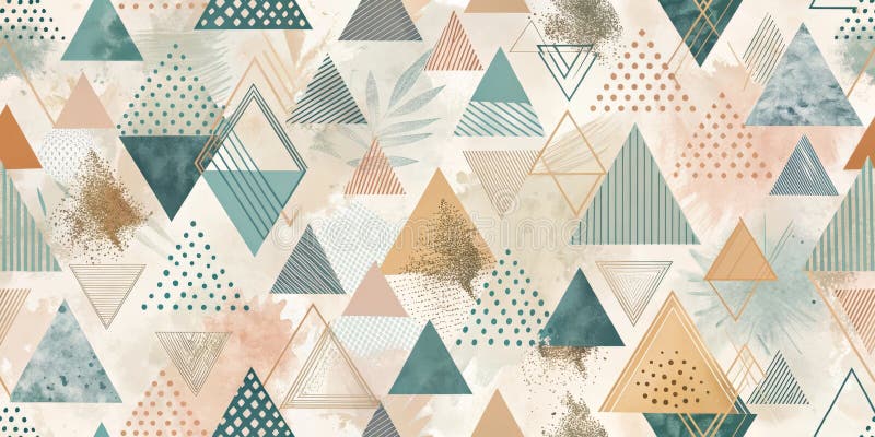 Abstract Geometric Triangle Pattern with Earthy Tones and Gold Accents ...